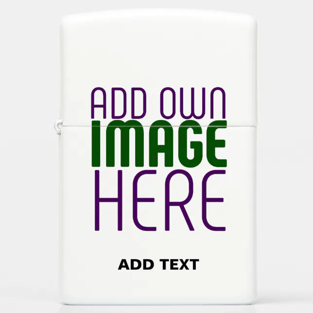 MODERN EDITABLE SIMPLE WHITE IMAGE TEXT TEMPLATE ZIPPO LIGHTER | Zazzle