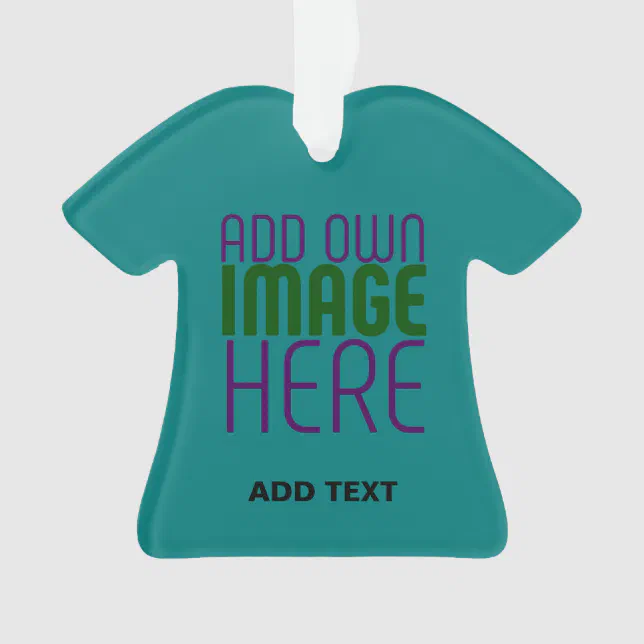 MODERN EDITABLE TEAL GREEN IMAGE TEXT TEMPLATE ORNAMENT | Zazzle