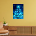 Modern Electric Blue Christmas Tree with Lights Poster | Zazzle
