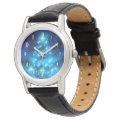 Modern Electric Blue Christmas Tree with Lights Watch | Zazzle