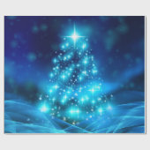 Modern Electric Blue Christmas Tree with Lights Wrapping Paper | Zazzle