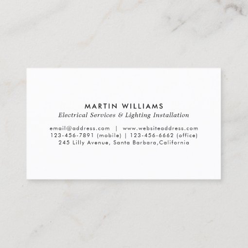 Modern Electric Wire Electrician Business Card | Zazzle