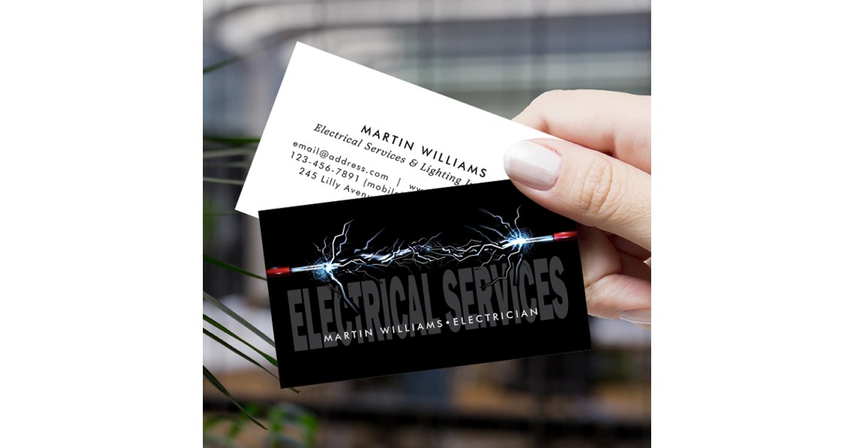 Modern Electric Wire Electrician Business Card | Zazzle