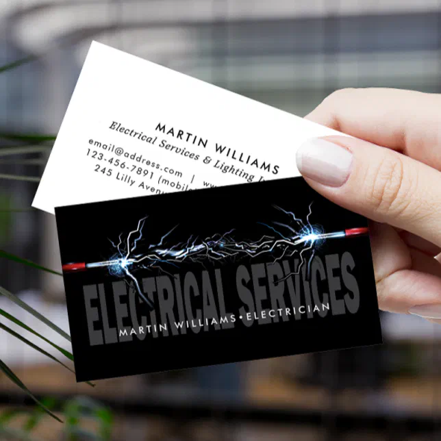 Modern Electric Wire Electrician Business Card | Zazzle