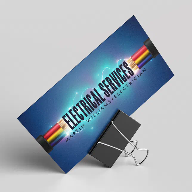 Modern Electric Wire Electrician Business Card | Zazzle