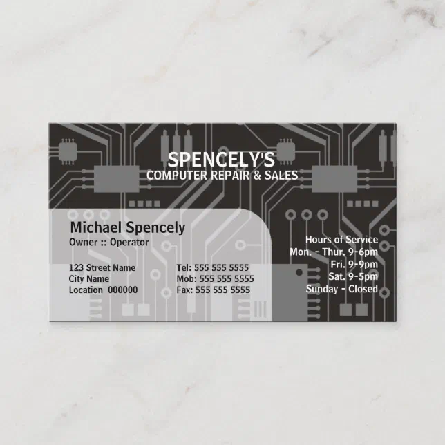 Modern Electrical Circuit Board Business Card | Zazzle