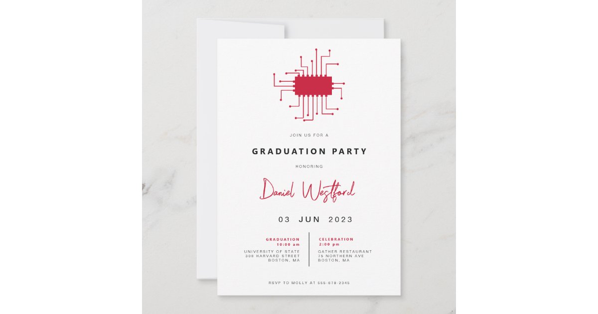 Modern Electrical Engineer Graduation Party Invite | Zazzle