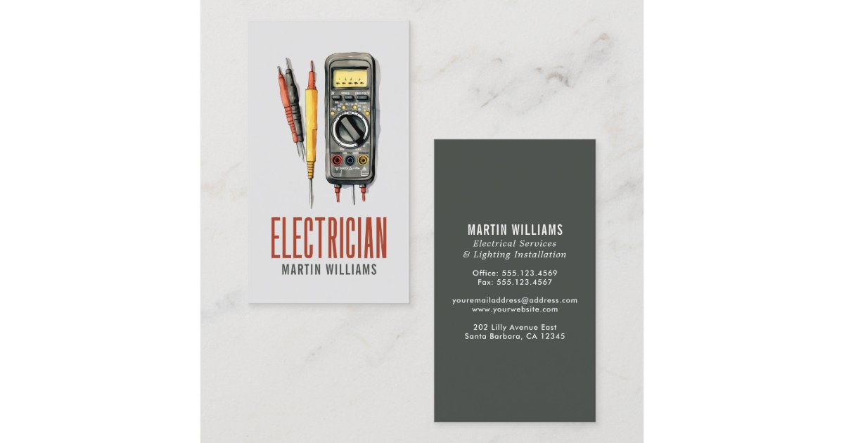 Modern Electrical Services Watercolor Wires Business Card | Zazzle