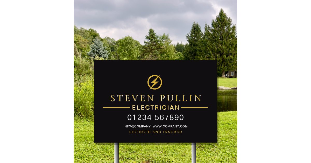 Modern Electrician Business Yard Sign | Custom Ele | Zazzle