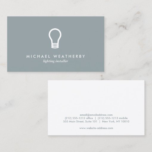 MODERN ELECTRICIAN LOGO LIGHTBULB on SLATE GRAY Business Card | Zazzle
