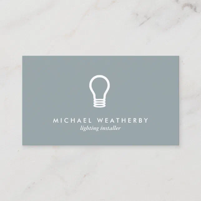 MODERN ELECTRICIAN LOGO LIGHTBULB on SLATE GRAY Business Card | Zazzle