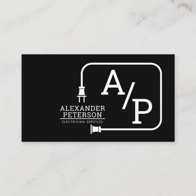 Modern Electrician Service Extension Cord Logo Business Card | Zazzle