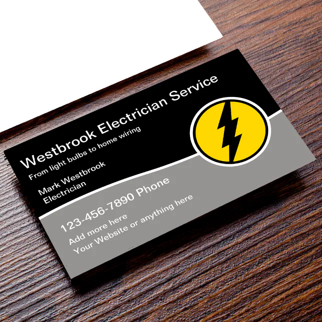 Modern Electrician Service With Logo Template Business Card | Zazzle