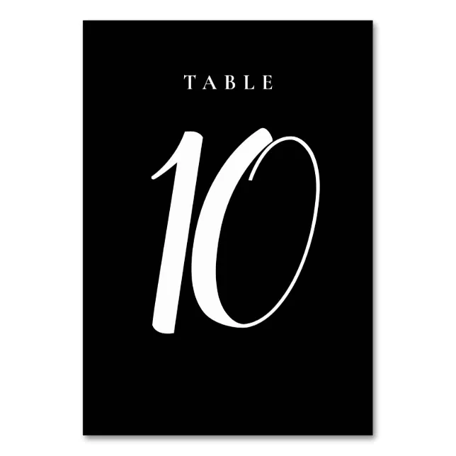 Modern Elegance Black and White Wedding Table Number | Zazzle