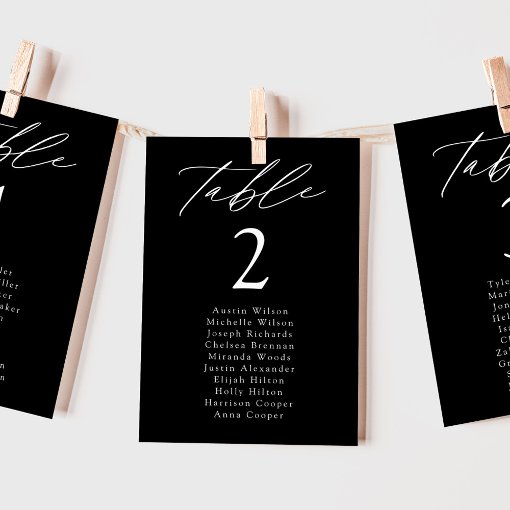 Modern Elegance Black Table Number Seating Chart | Zazzle