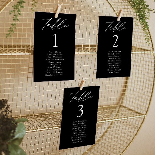 Modern Elegance Black Table Number Seating Chart | Zazzle