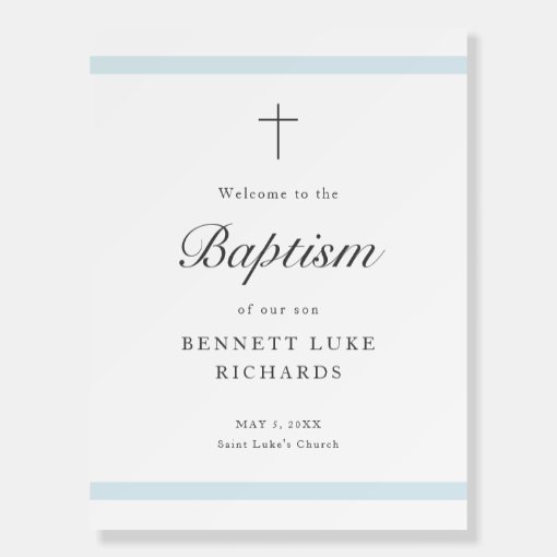Modern Elegance Boys Baptism Welcome Foam Board | Zazzle