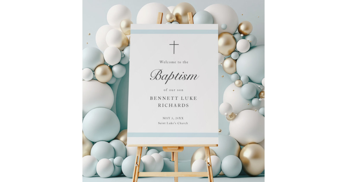 Modern Elegance Boys Baptism Welcome Foam Board | Zazzle