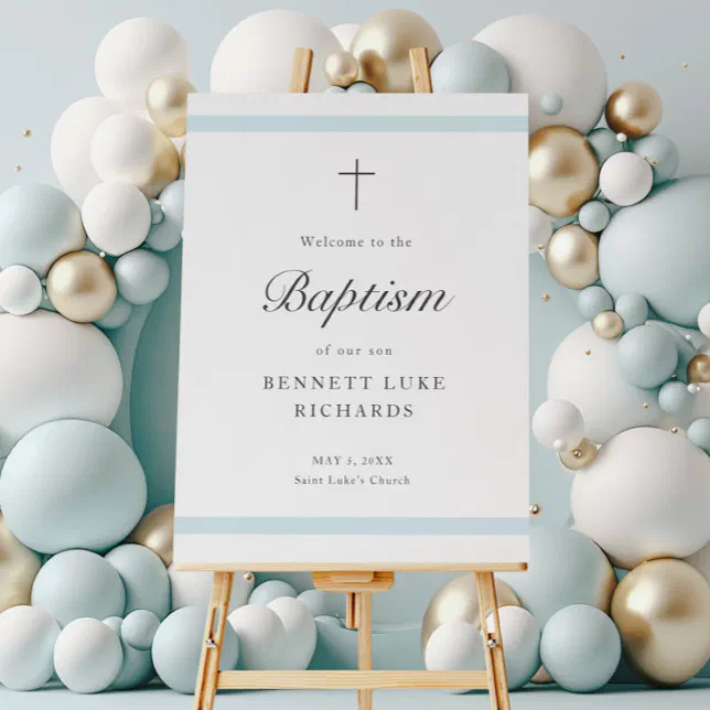 Modern Elegance Boys Baptism Welcome Foam Board | Zazzle
