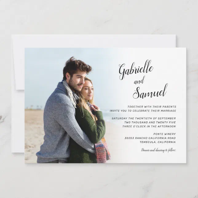 Modern Elegance Calligraphy Photo Wedding Invitati Invitation | Zazzle