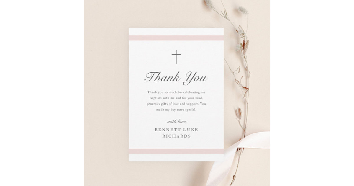 Modern Elegance Girls Baptism Thank You Card | Zazzle