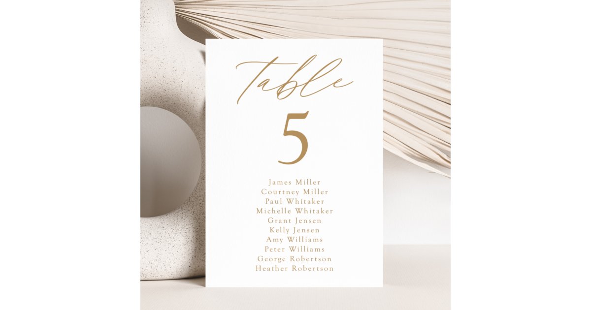 Modern Elegance Gold Table Number Seating Chart | Zazzle