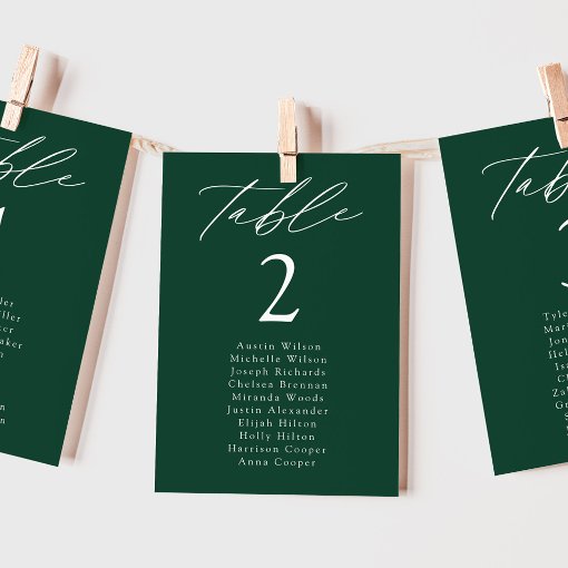 Modern Elegance Green Table Number Seating Chart | Zazzle