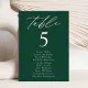 Modern Elegance Green Table Number Seating Chart | Zazzle