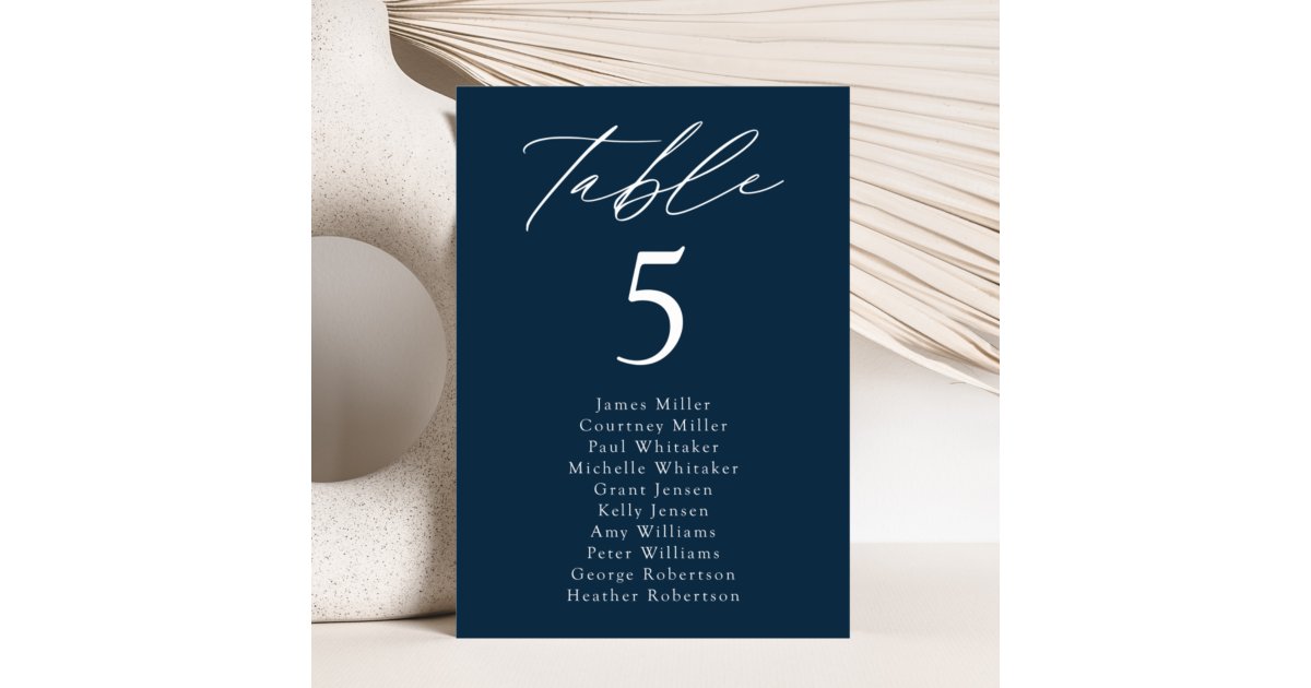 Modern Elegance Navy Table Number Seating Chart | Zazzle