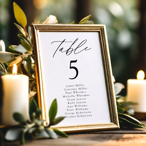 Modern Elegance Table Number Seating Chart | Zazzle