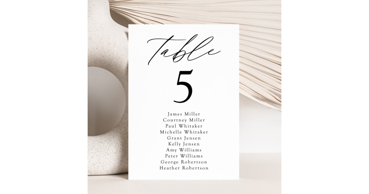 Modern Elegance Table Number Seating Chart | Zazzle