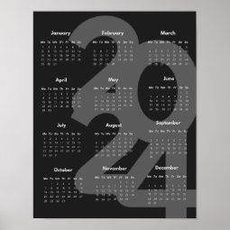 Modern Elegant 2024 Calendar Black And White Poster | Zazzle