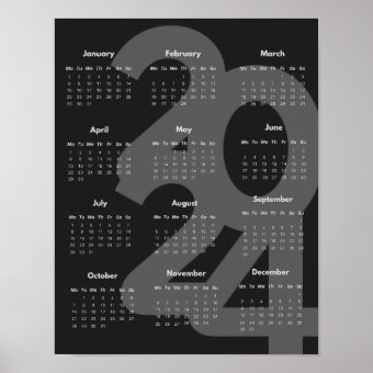 Modern Elegant 2024 Calendar Black And White Poster | Zazzle