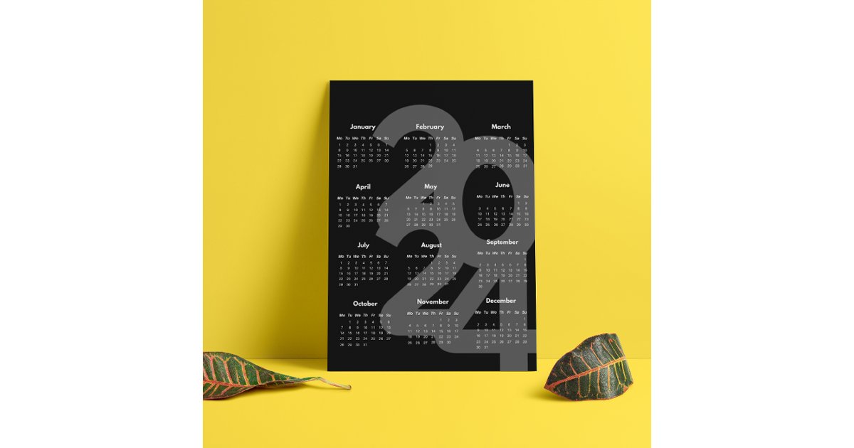 Modern Elegant 2024 Calendar Black And White Poster | Zazzle