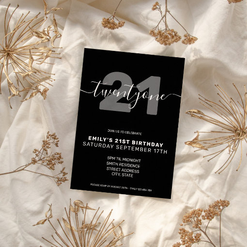 Modern Elegant 21st Birthday Invitation | Zazzle