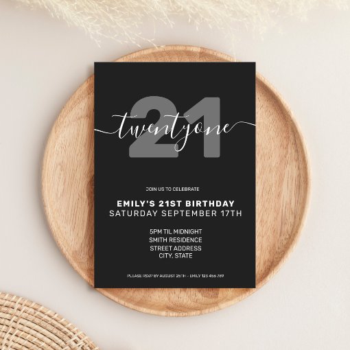 Modern Elegant 21st Birthday Invitation | Zazzle