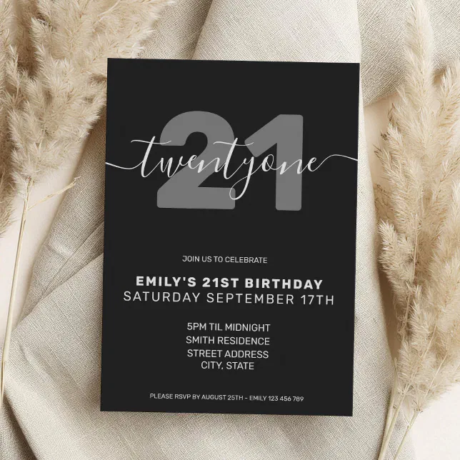 Modern Elegant 21st Birthday Invitation | Zazzle
