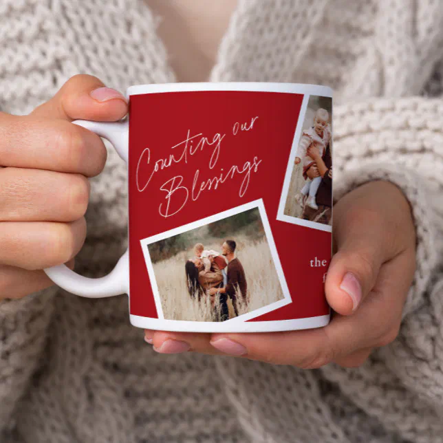 Modern Elegant 4 Photo Collage Family Gift Giant Coffee Mug | Zazzle