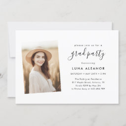 Modern Elegant 4 Photo Collage Script Graduation Invitation | Zazzle