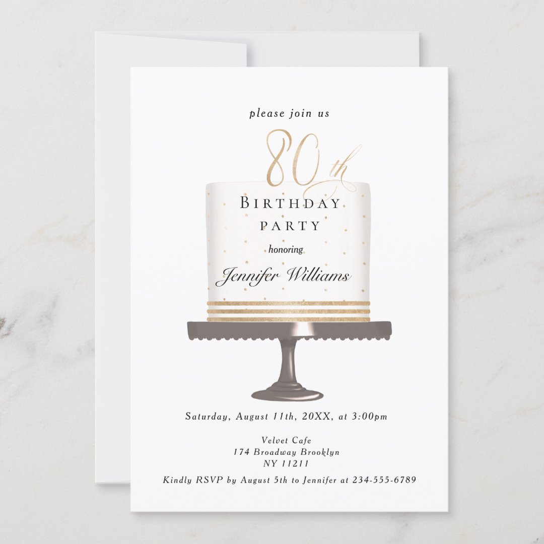 Modern, elegant 80. birthday invitation | Zazzle