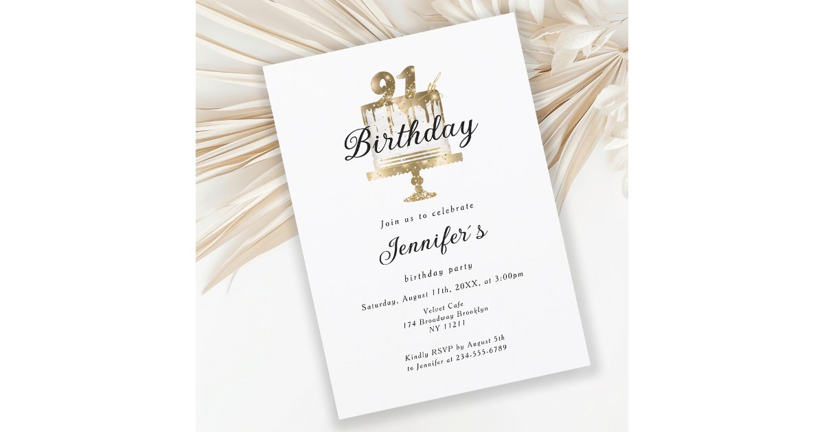 Modern, elegant 91st. Birthday invitation | Zazzle