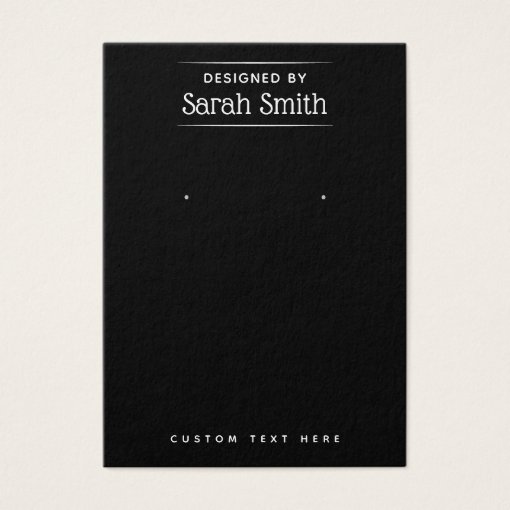 Modern elegant add logo black earring display card | Zazzle