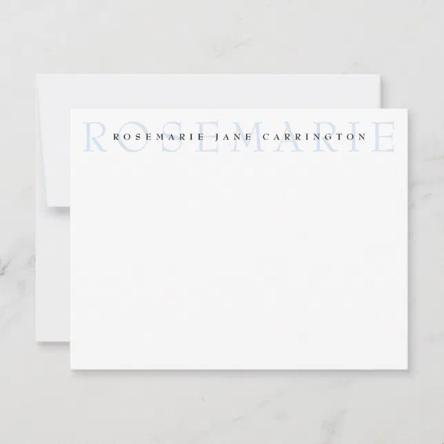 Modern Elegant Baby Blue Personalized Stationery Note Card | Zazzle