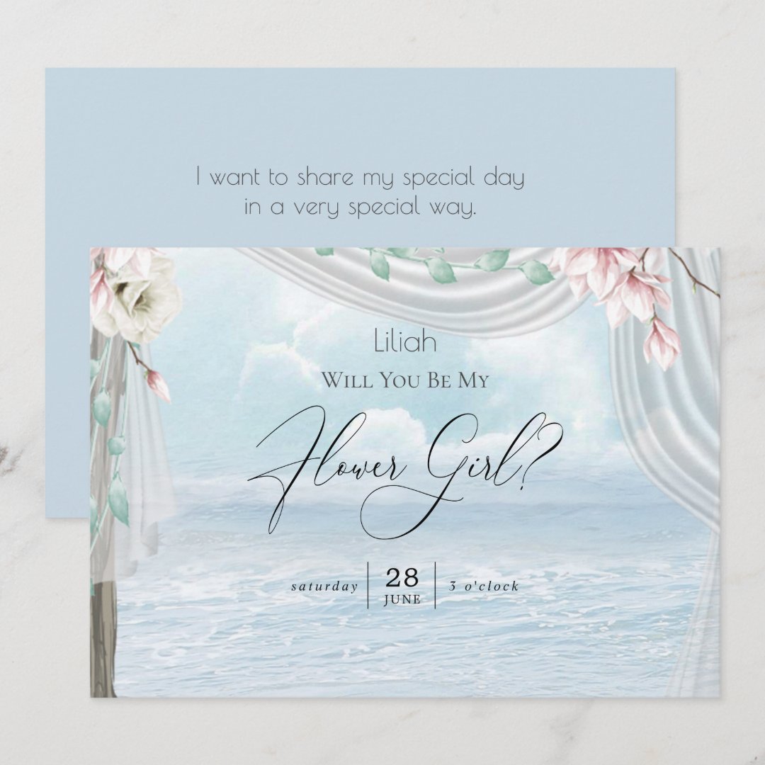 Modern Elegant Beach Arbor Be My Flower Girl Invitation | Zazzle