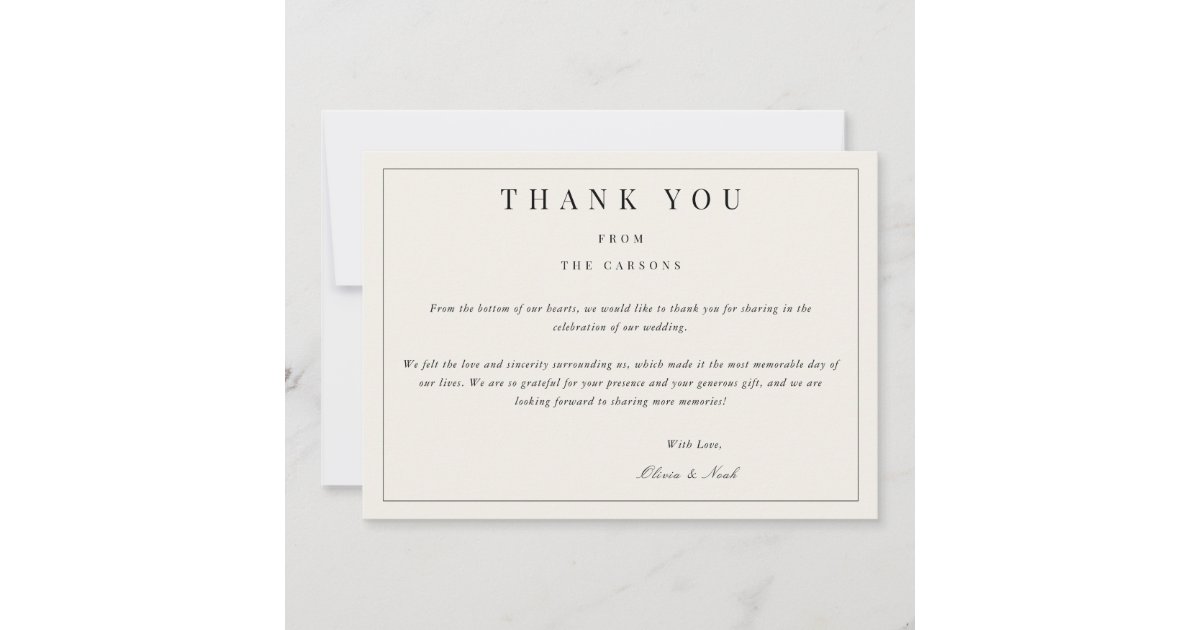 Modern & Elegant beige Thank you Card | Zazzle