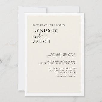 Modern Elegant Black and Cream Wedding Invitation | Zazzle