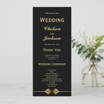Modern Elegant Black and Gold Wedding Program | Zazzle
