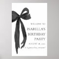 Modern Elegant Black Bow Coquette Birthday Welcome Poster | Zazzle