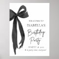 Modern Elegant Black Bow Coquette Birthday Welcome Poster | Zazzle
