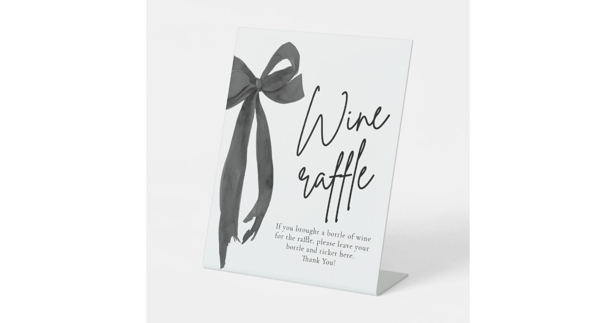 Modern Elegant Black Bow Wine Raffle Game Sign | Zazzle